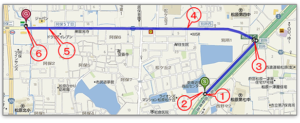 近畿自動車道松原出口（大阪市・北摂方面）からの案内 | アクセスマップ | いなだ歯科／大阪府松原市の口コミで評判の歯科医院です。